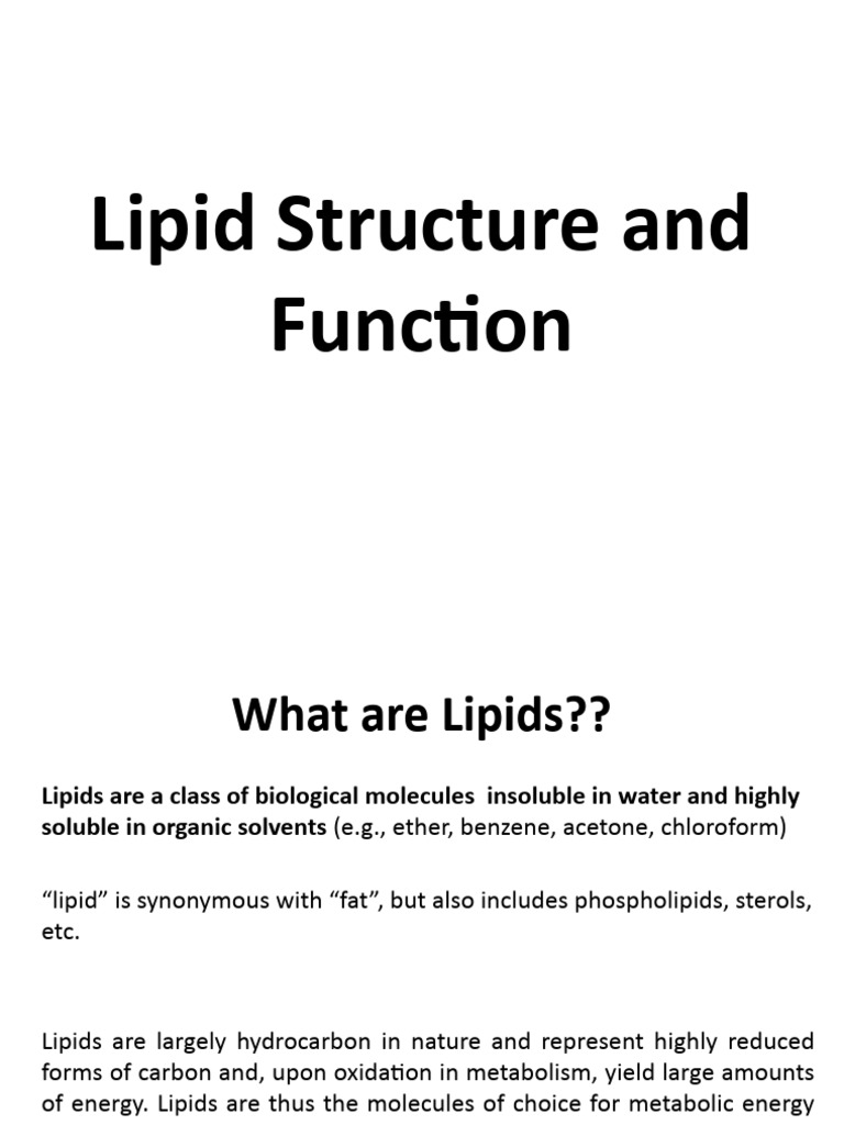 Lipid Structure and Function Lecture Dorothy Final | PDF | Triglyceride | Fatty Acid