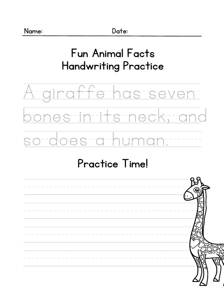 Fun Animal Facts Handwriting Practice | PDF