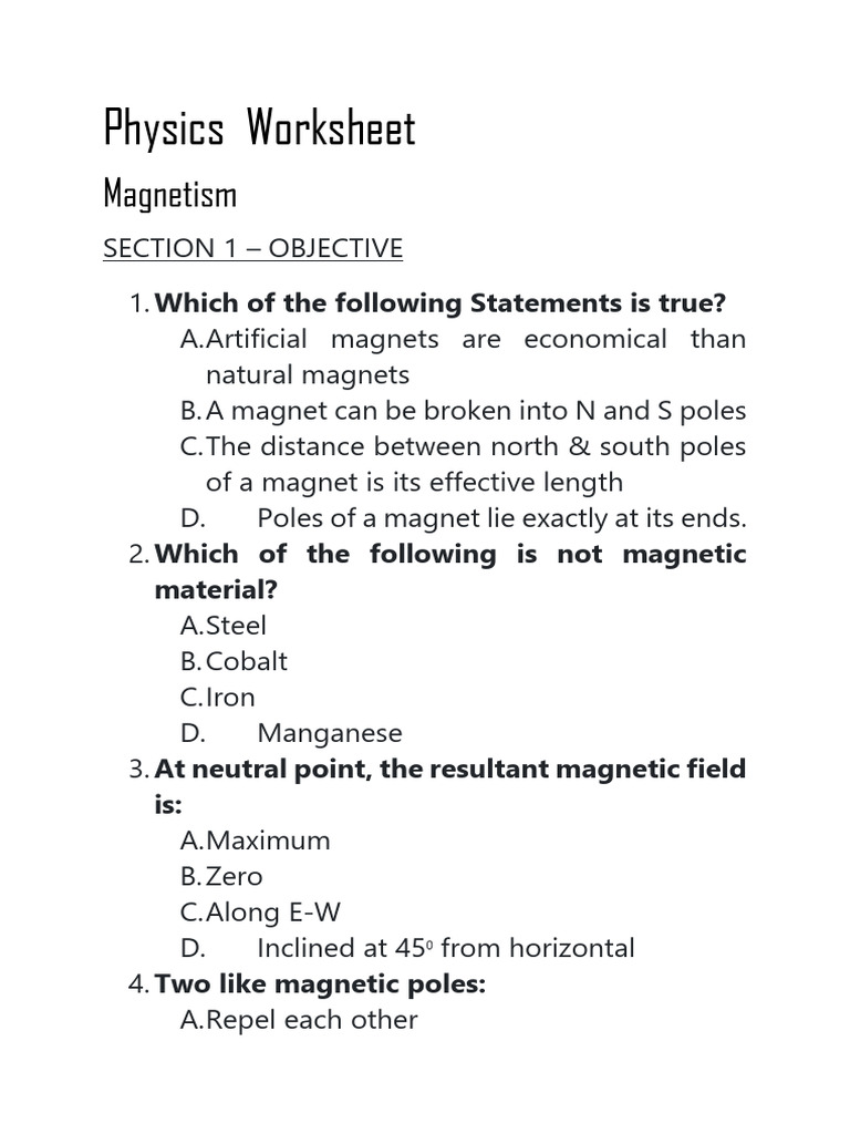 Physics Worksheet | Download Free PDF | Buoyancy | Mirror