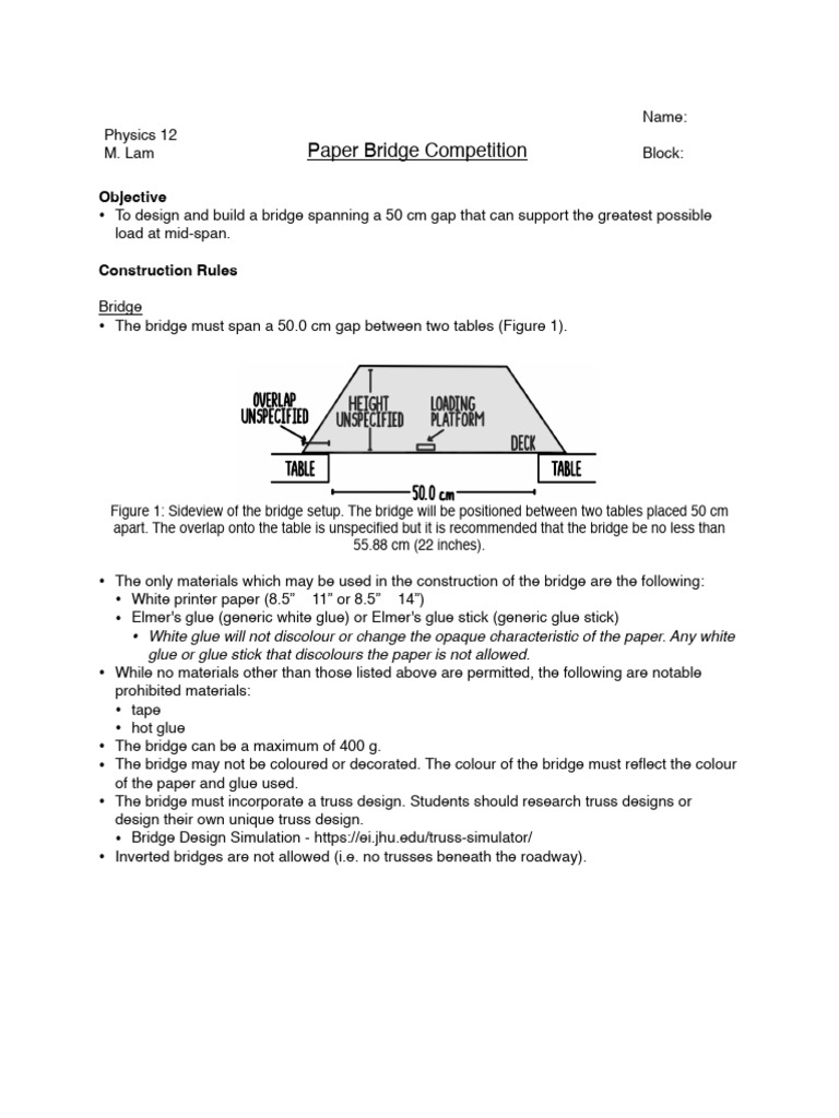 Paper Bridge Competition | PDF | Bridge | Civil Engineering