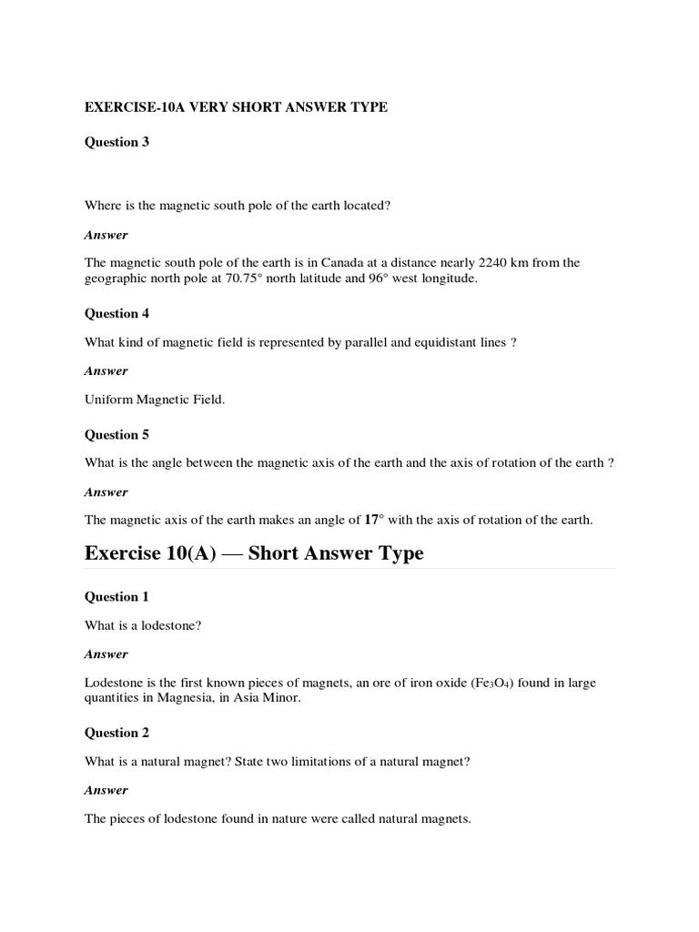 Exercise 10 | PDF | Magnet | Magnetic Field