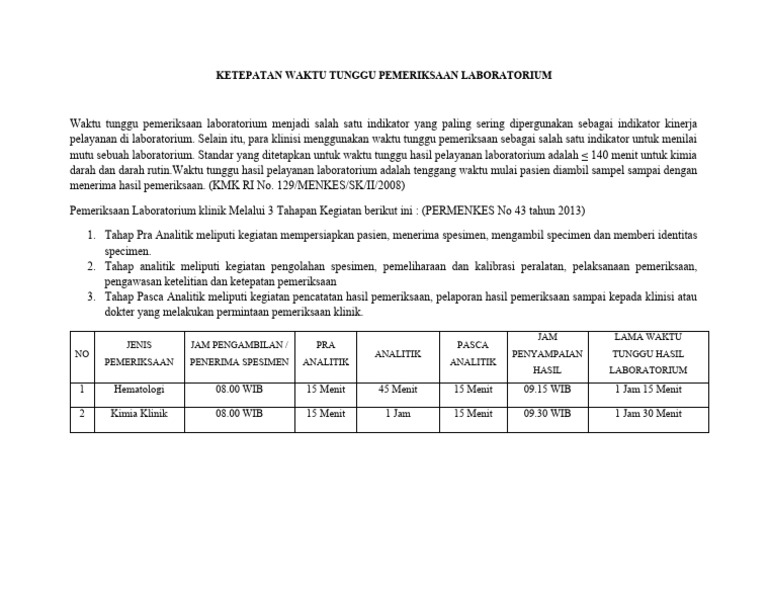 tabel waktu tunggu jam | PDF