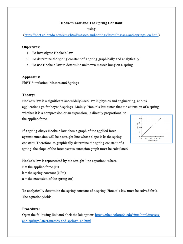 Ideal Spring Lab Activity | PDF | Force | Weight