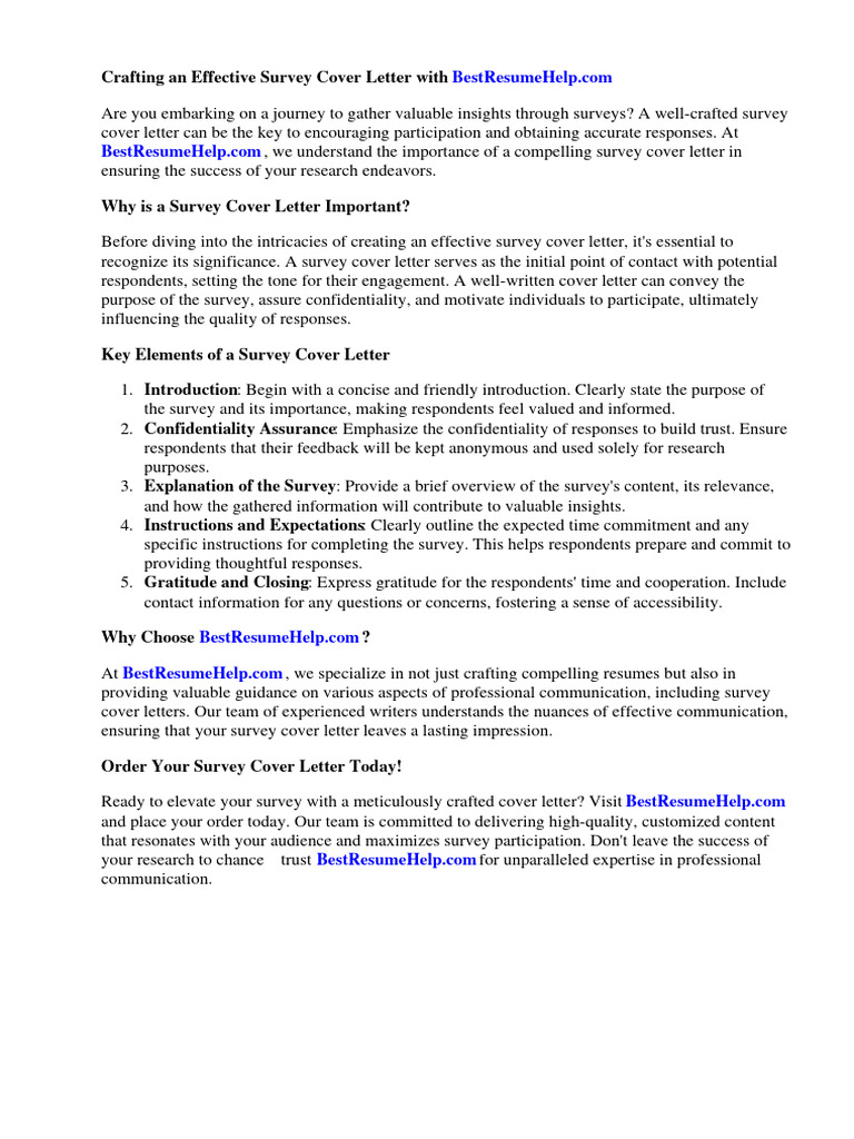 Effective Survey Cover Letter Guide | PDF | Surveying | Information