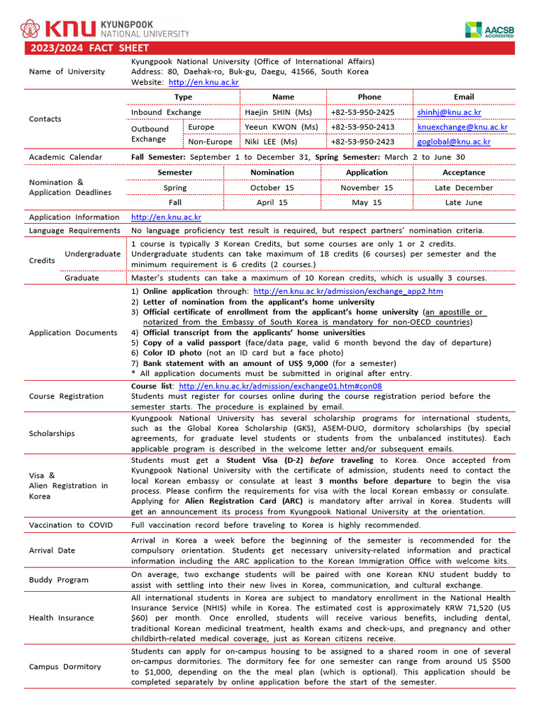 KNU Fact Sheet 2023-2024 | Download Free PDF | Travel Visa | Identity Document