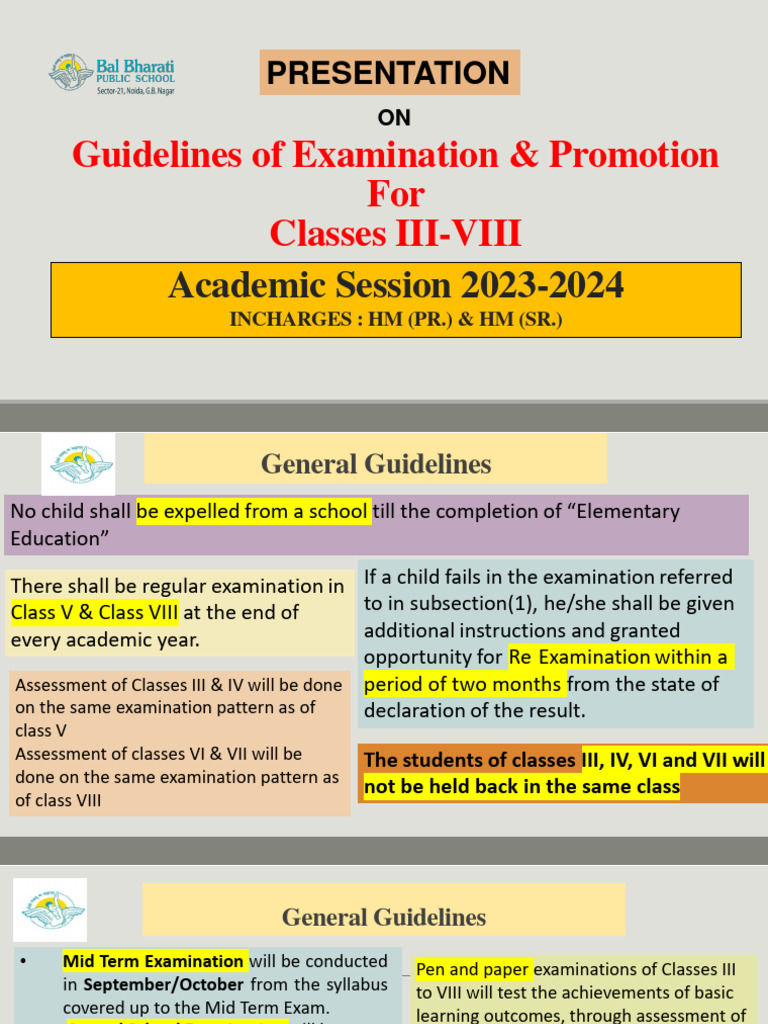 Guidelines of Examination and Promotion For Classes III VIII 2023 ...