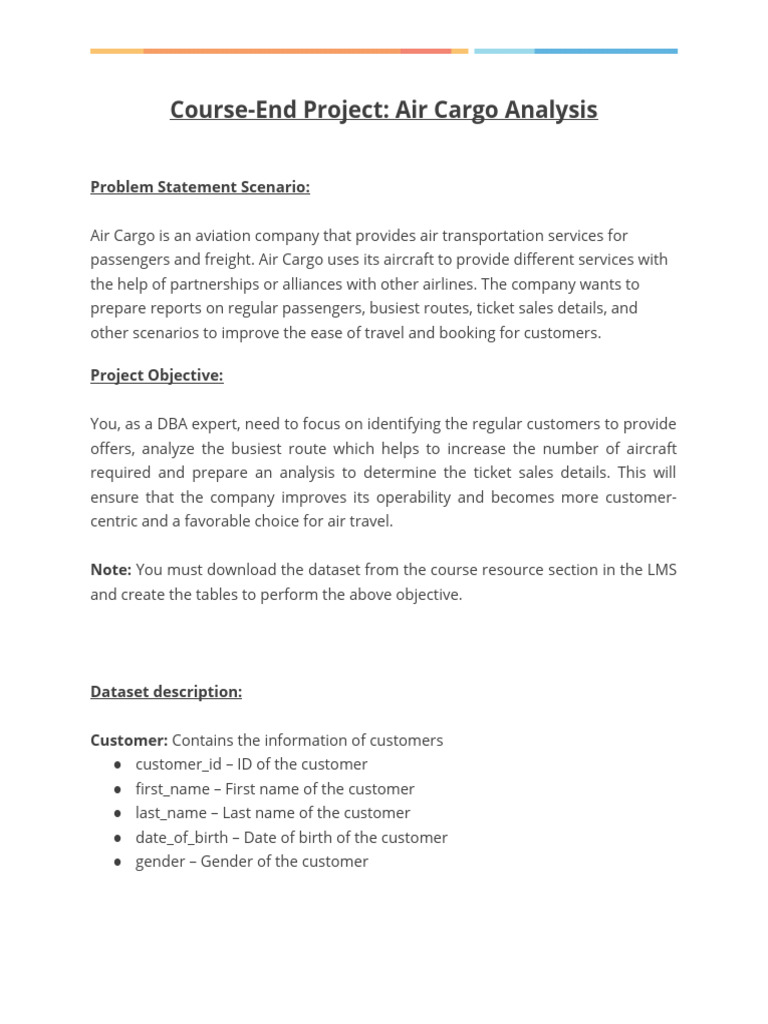 Course-End Project: Air Cargo Analysis: Problem Statement Scenario ...