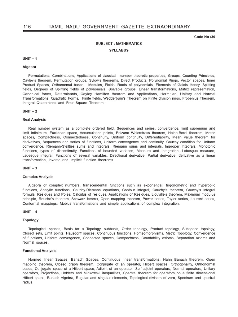 Trb Syllabus Download Free Pdf Hilbert Space Partial Differential Equation