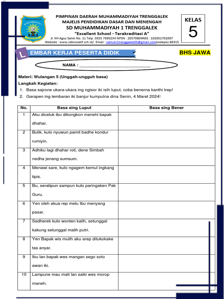 LKPD Bhs Jawa Basa | PDF