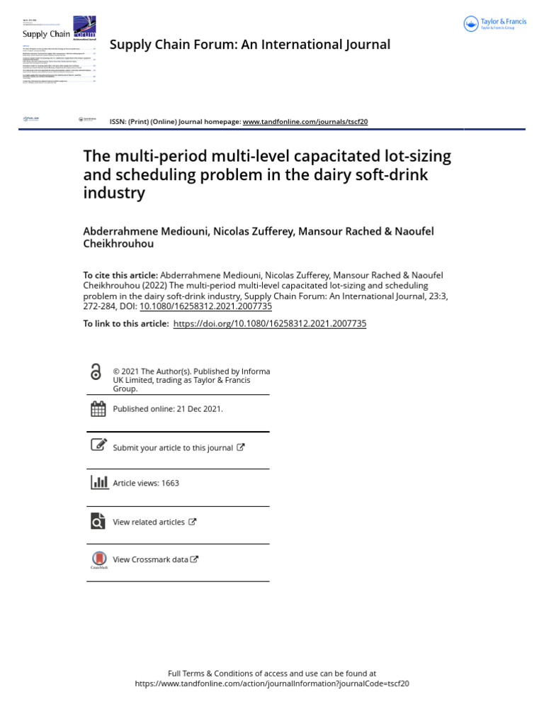 The Multi-Period Multi-Level Capacitated Lot-Sizing and Scheduling ...