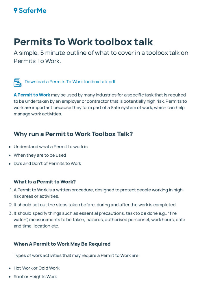 Permit | PDF | Occupational Safety And Health | Safety