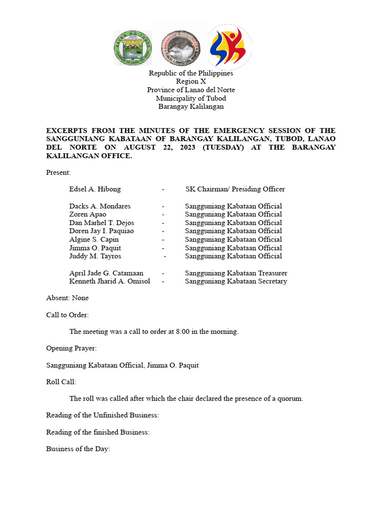 Resolution No. 011, Series of 2023 - Opening of An Account, Notarial ...