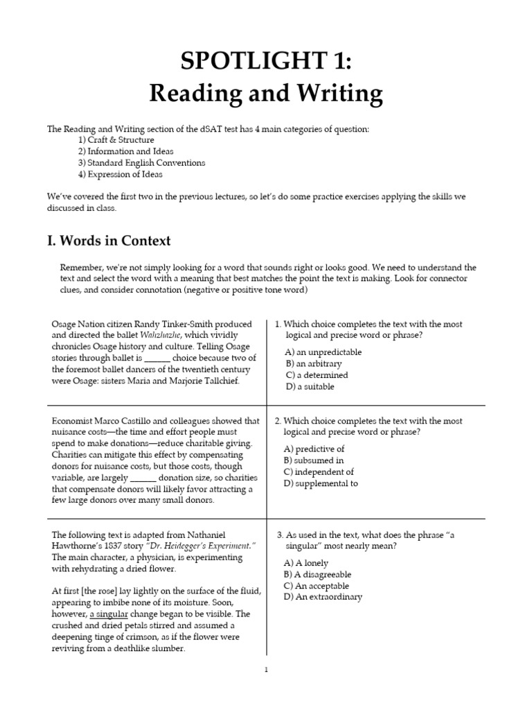 dSAT Reading & Writing Practice | PDF | Physics | Seawater