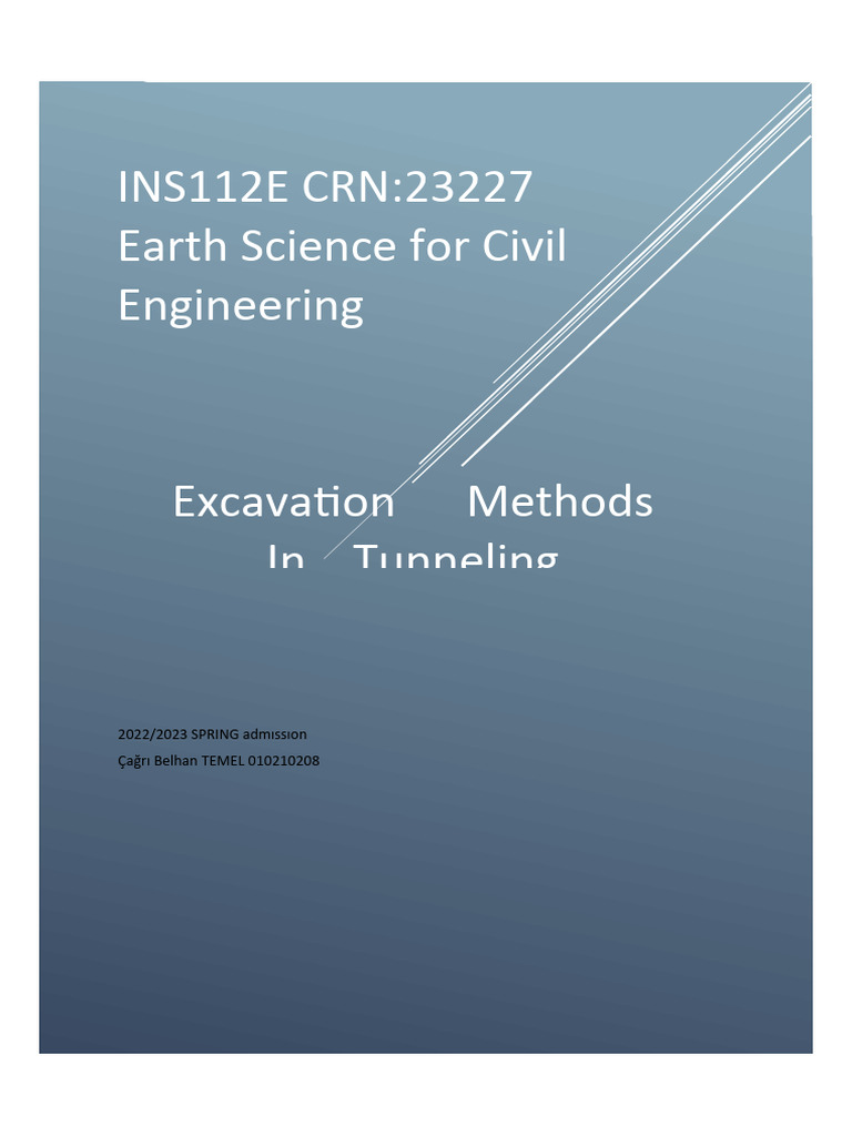 EXCAVATION METHODS IN TUNNELING | PDF | Tunnel | Civil Engineering