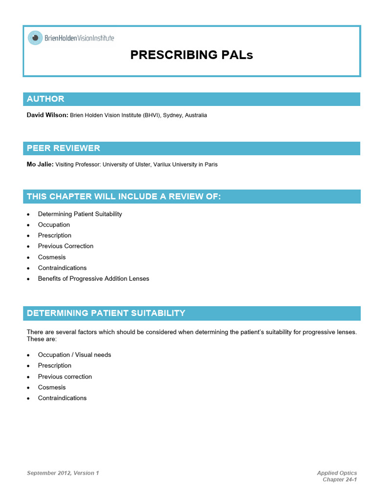 24 Prescribing PALs | PDF | Glasses | Glass Engineering And Science