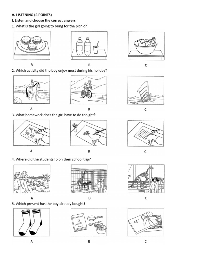 A. Listening (5 Points) I. Listen and Choose The Correct Anwers | PDF ...