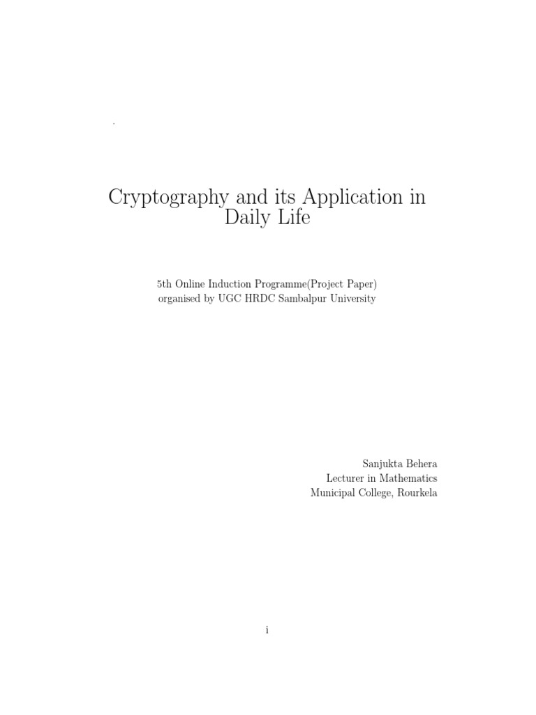 Cryptography And Its Application In Daily Life Pdf Cryptography Key Cryptography