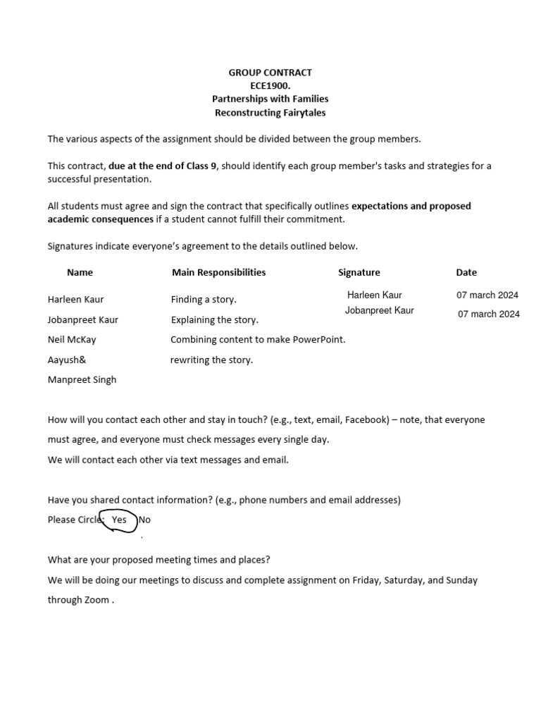 Group Contract | Download Free PDF | Human Communication