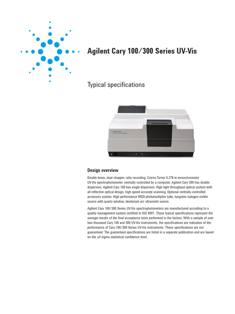 Agilent Cary100-300 Specifications | PDF | Ultraviolet–Visible Spectroscopy | Electrodynamics