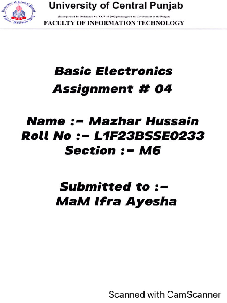Basic Electronics Assignment 04 | PDF