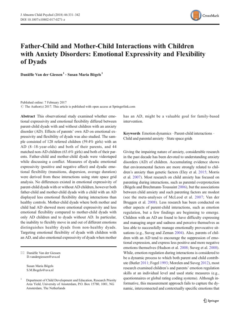 Father-Child and Mother-Child Interactions with Children | PDF | Emotions | Mental Disorder