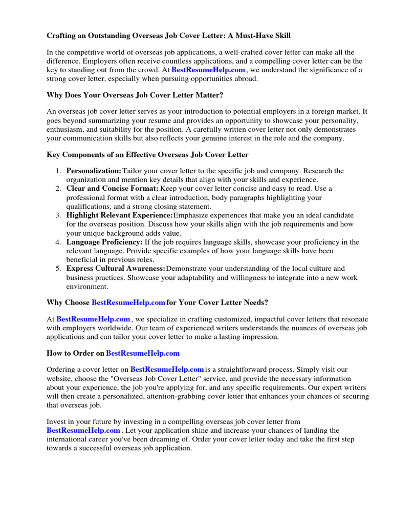 Crafting Your Overseas Job Cover Letter | PDF | Résumé | Recruitment
