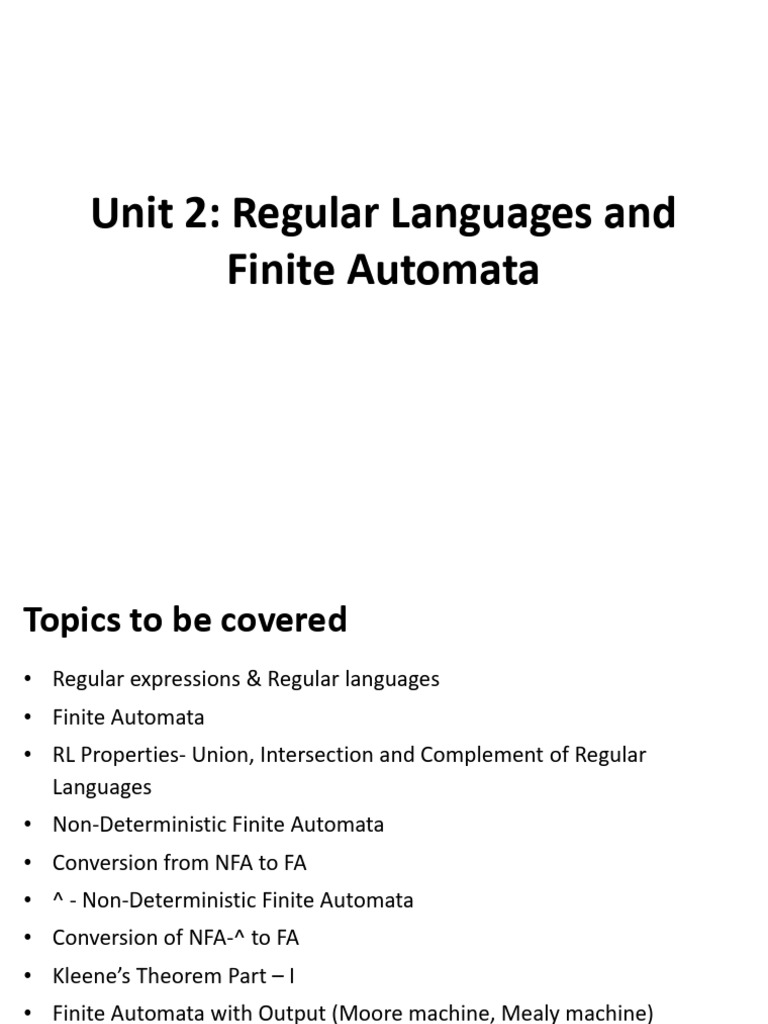 Unit-2 RL FA - All Topics | PDF | Mathematics | Syntax (Logic)