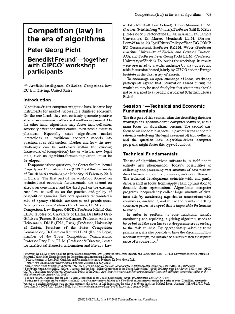 Freund - Picht - Competition Law in The Era of Algorithms - 39 - ECLR ...