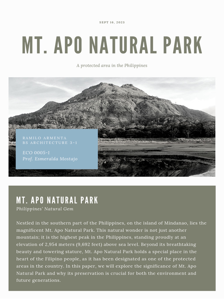 ARMENTA - Mt. Apo Natural Park | PDF | Biodiversity | Conservation Biology