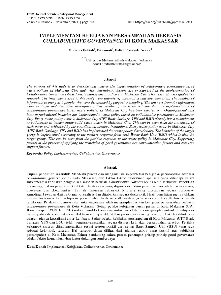 Implementasi Kebijakan Persampahan Berba | PDF | Accountability | Decision Making