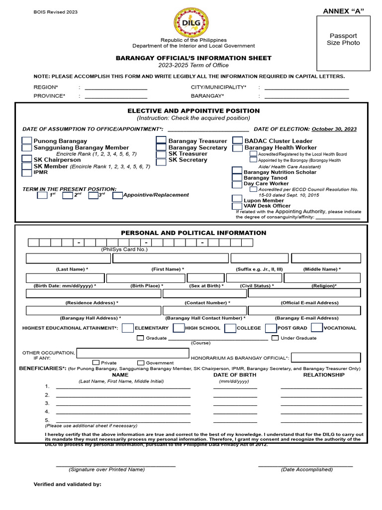 BOIS Revised 2023 | PDF