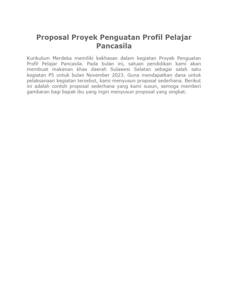Proposal Proyek Penguatan Profil Pelajar Pancasila | PDF | Kajian Bahasa Asing