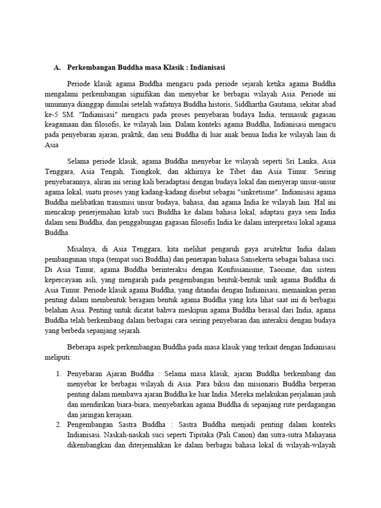 Perkembangan Buddha Masa Klasik-Indianisasi | PDF