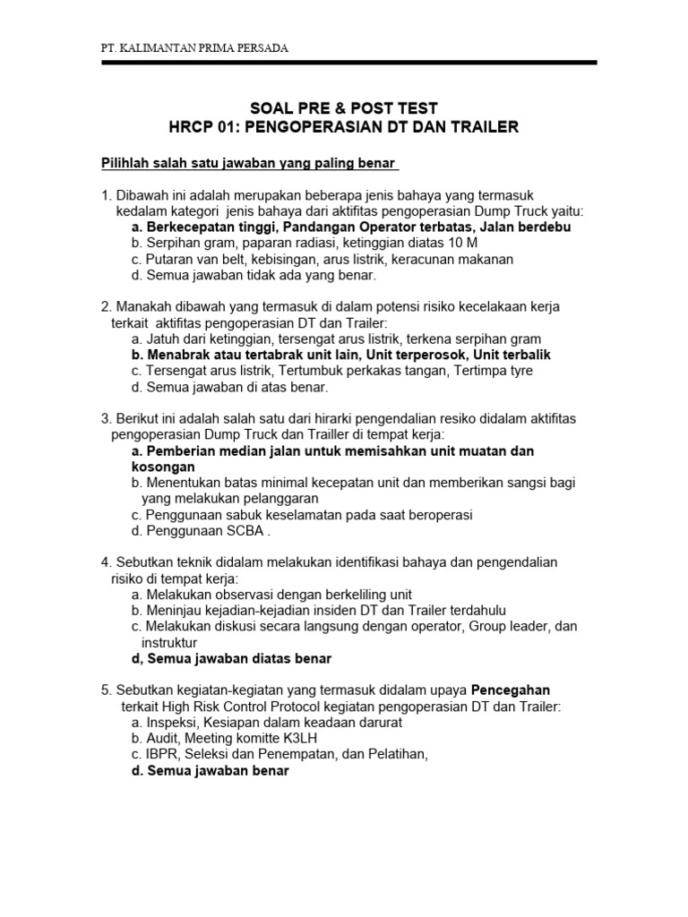 Ujian HRCP Pengoperasian Dump Truck | PDF | Bisnis | Komputer