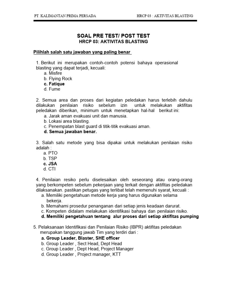 Ujian Kompetensi Aktivitas Blasting | PDF