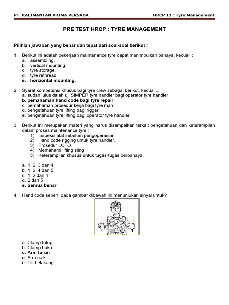 Ujian Kompetensi Tyreman Tambang | PDF