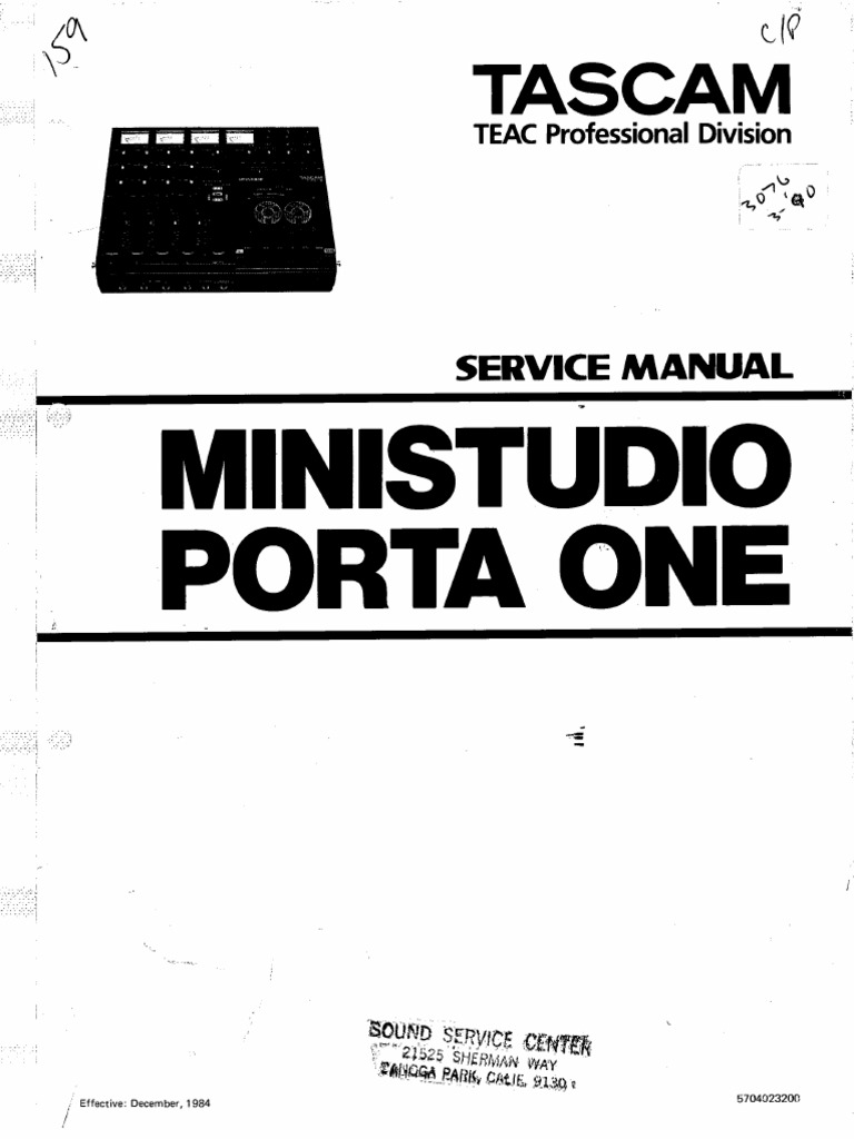 Tascam Porta One Ministudio - Service Manual | PDF