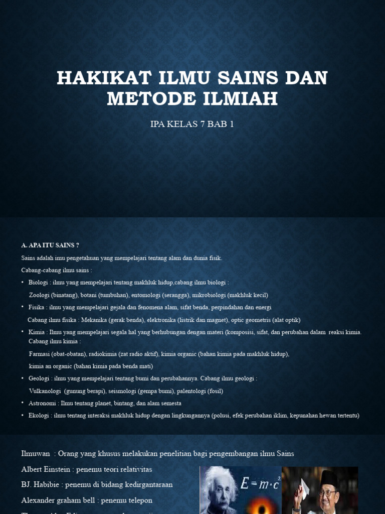 HAKIKAT ILMU SAINS DAN METODE ILMIAH Kelas 7 | PDF