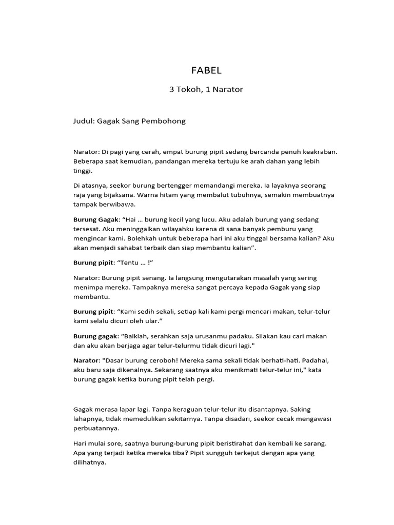FABEL 3 Tokoh 1 Narator | PDF