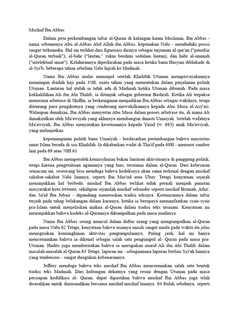 Mushaf Pra Utsmani (Mushaf Ibn Abbas) | PDF