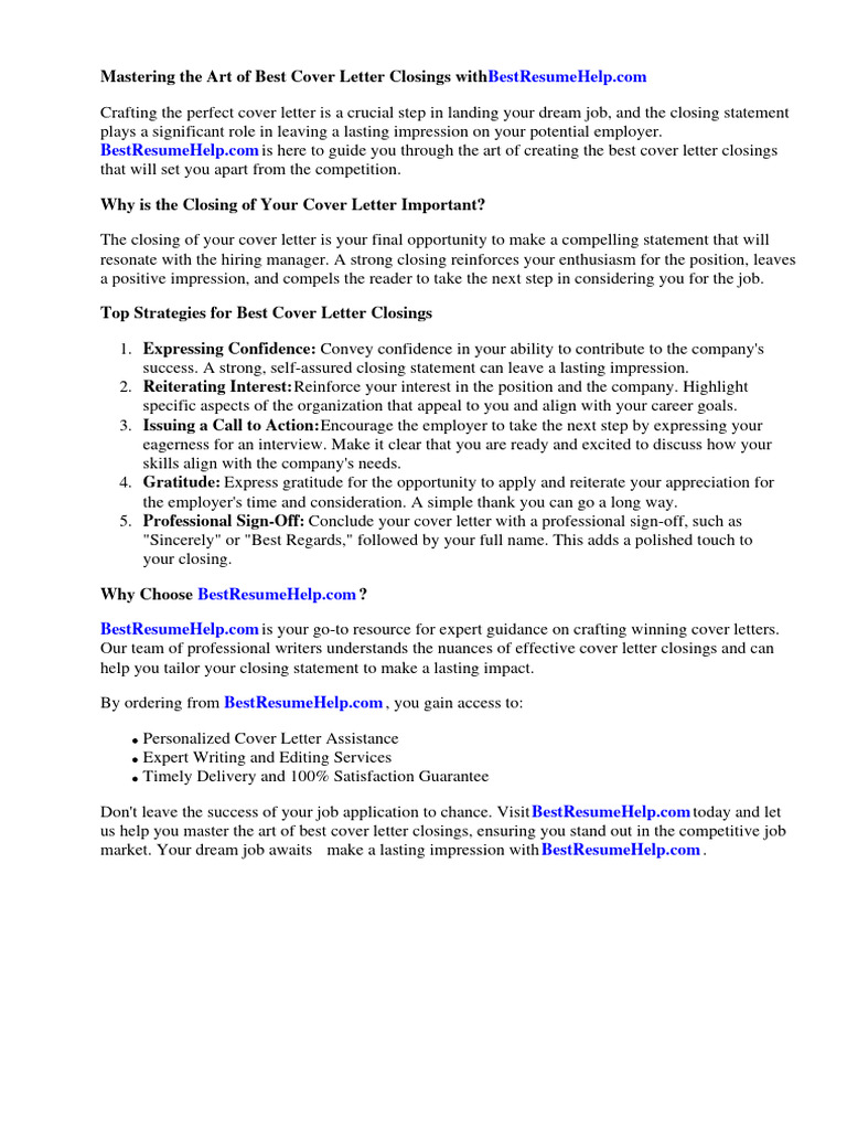 Best Cover Letter Closing Statements | PDF | Résumé | Employment