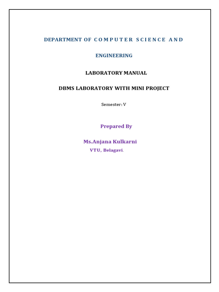 Dbms Lab Manual Final | PDF | Databases | Engineering