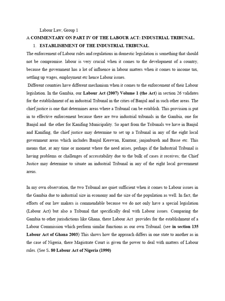 Labour Law 1 Pdf Magistrate Tribunal