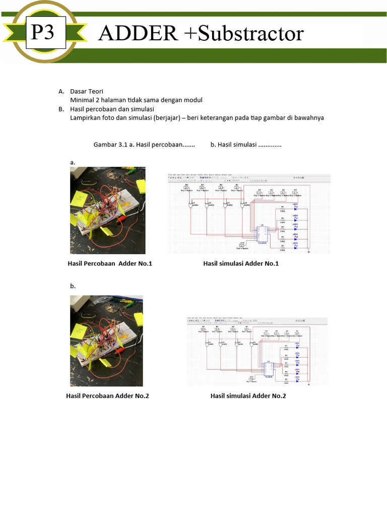 Hasil Percobaan P3 - Adder - Substractor | PDF