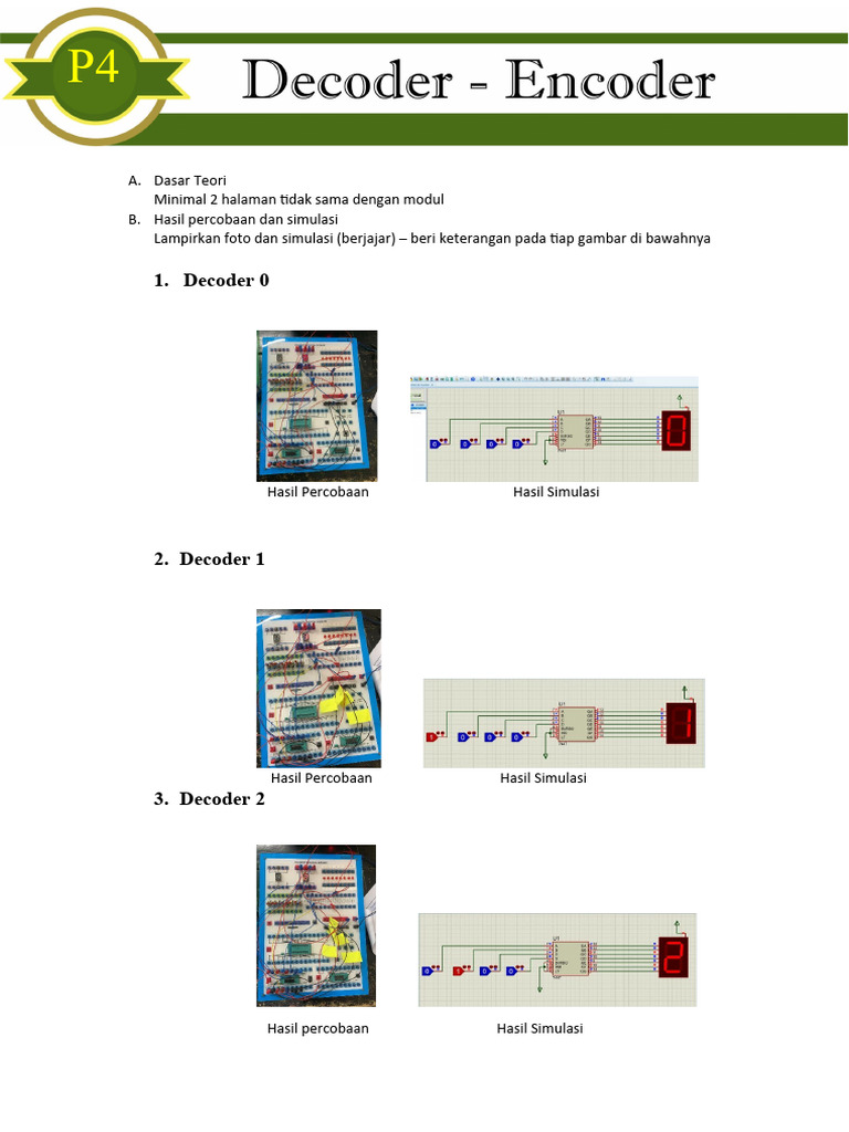 Hasil Percobaan P4 - Decoder - Encoder | PDF