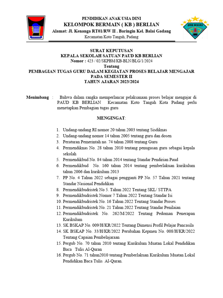 SKPBM Terbaru Berlian 2024 | PDF