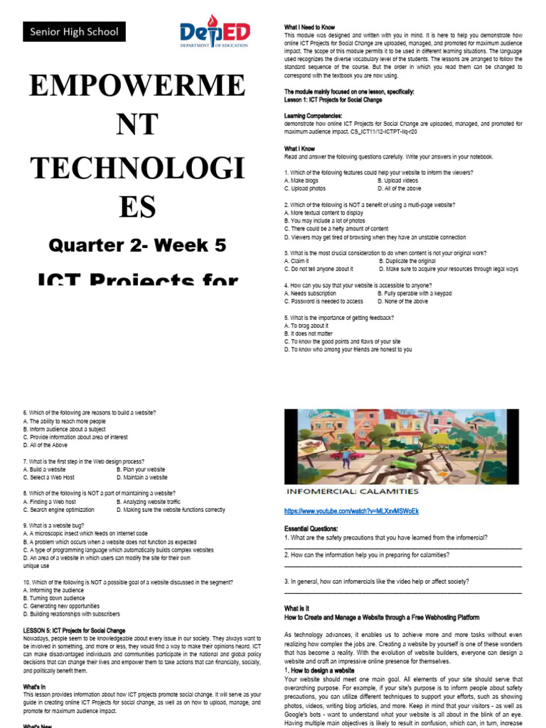 Emtech Q2 LESSON 5 | PDF | Websites | Educational Technology Emtech Q2 LESSON 5 | PDF | Websites | Educational Technology