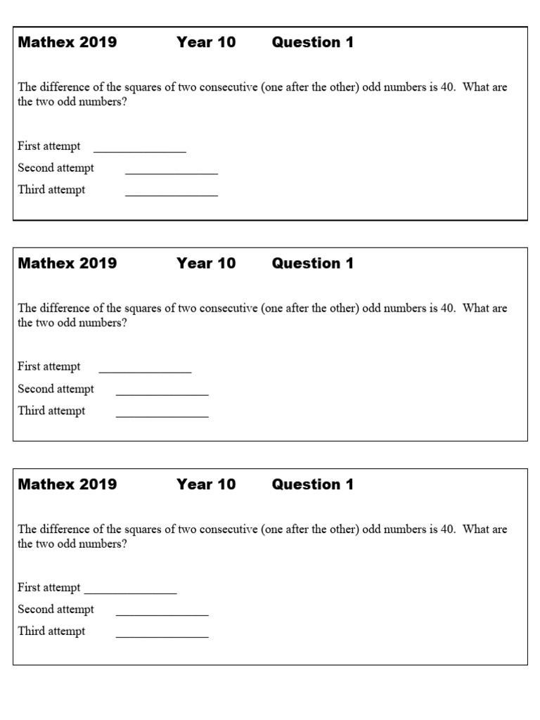 NMA Mathex 2019 Year 10 | PDF | Area | Geometry