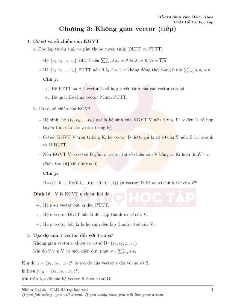 T6 - Không Gian Vector | PDF
