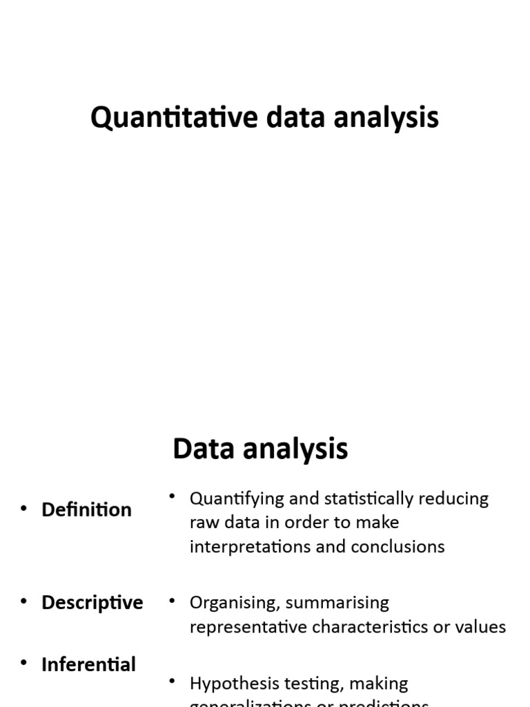 Quantitative Data Analysis | PDF | Statistics | Descriptive Statistics Quantitative Data Analysis | PDF | Statistics | Descriptive Statistics